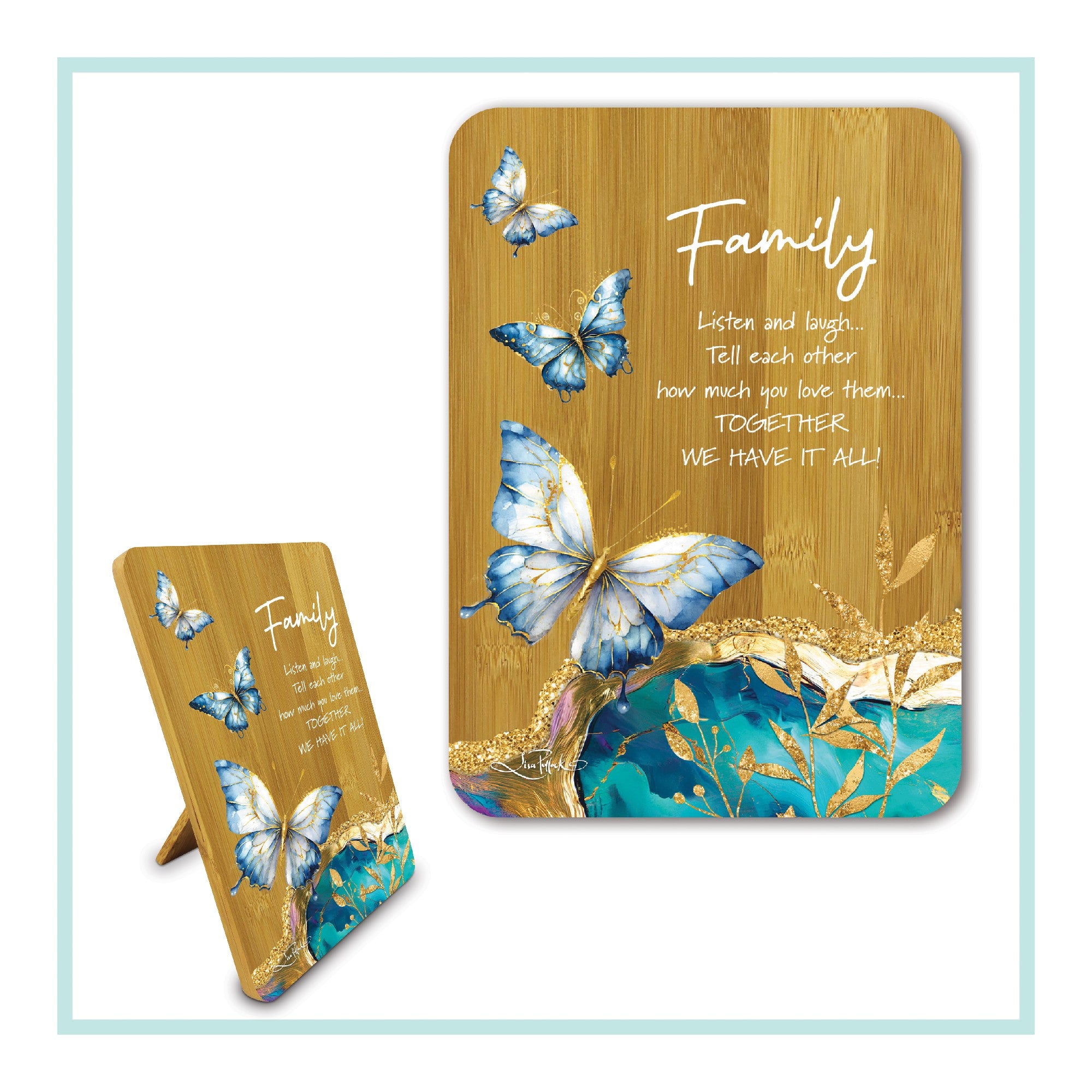 LISA POLLOCK BAMBOO AFFIRMATIONS PLAQUE TRANQUIL BUTTERFLIES - FAMILY ...
