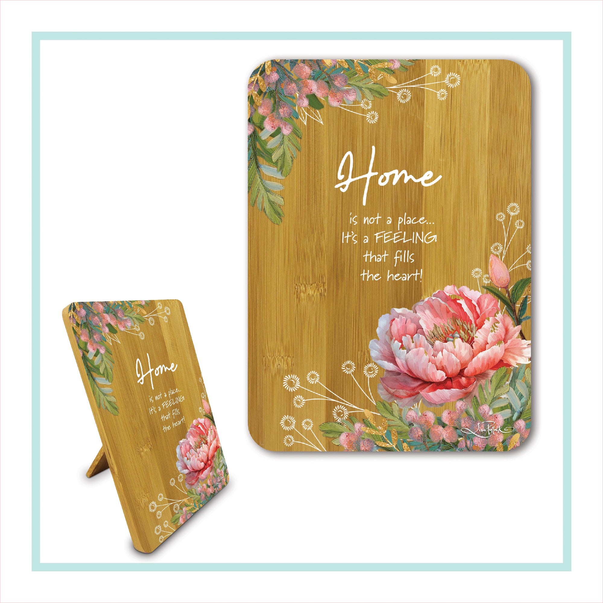 LISA POLLOCK BAMBOO AFFIRMATIONS PLAQUE WISTFUL CORAL PEONY - HOME ...